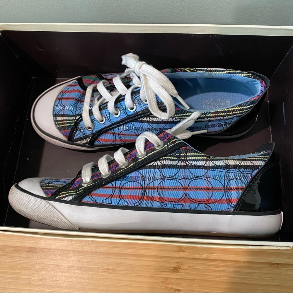 Coach Barrett Signature Blue Red Sneakers - Gem